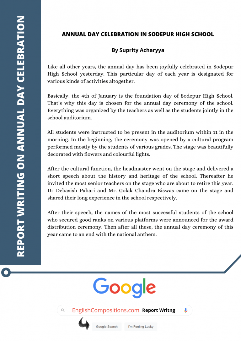 Report Writing on Annual Day Celebration [4 Examples with PDF ...
