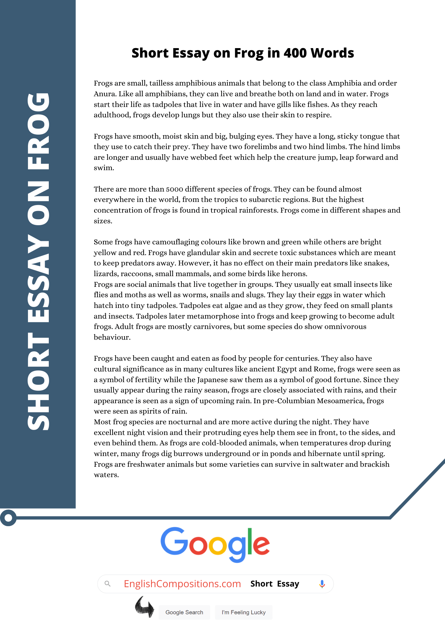 Paragraph & Short Essay on Frog [100, 200, 400 Words] with PDF ...