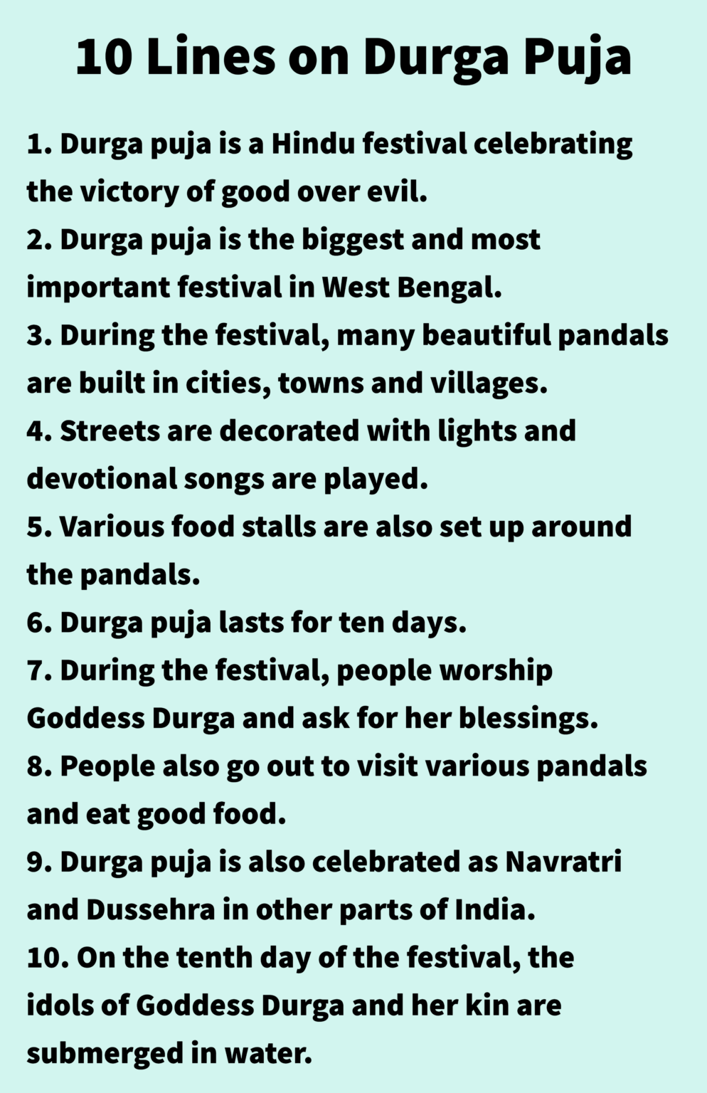 10 Lines on Durga Puja in English [3 Examples] - English Compositions