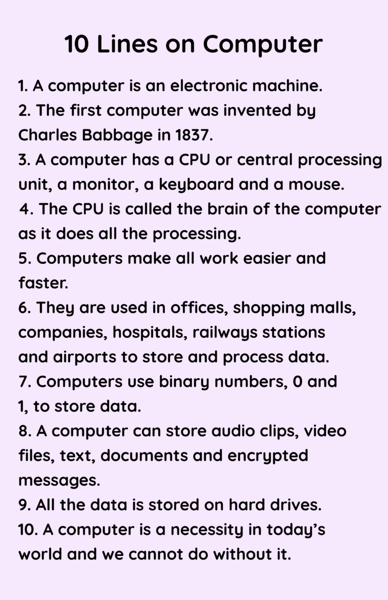 10 Lines on Computer in English [3 Examples] - English Compositions