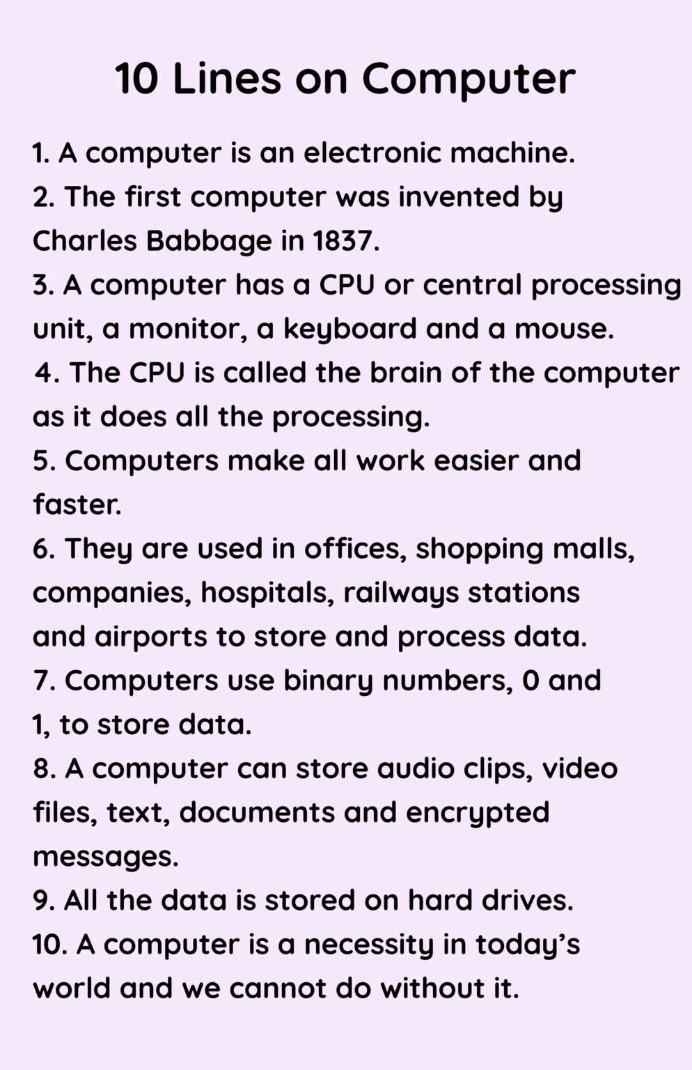 10 Lines on Computer in English [3 Examples] - English Compositions