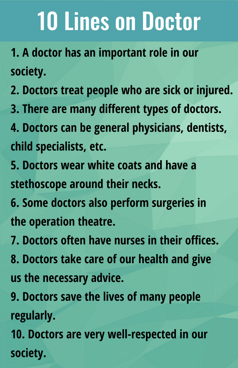 10 Lines on Doctor in English [3 Examples] - English Compositions