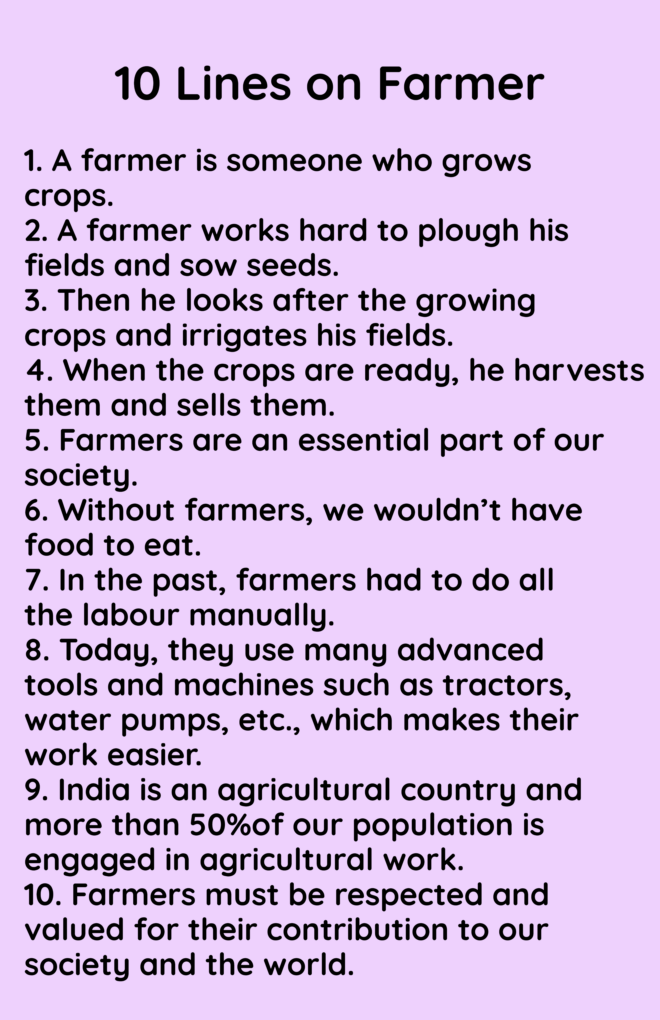 10 Lines on Farmer in English [3 Examples] - English Compositions