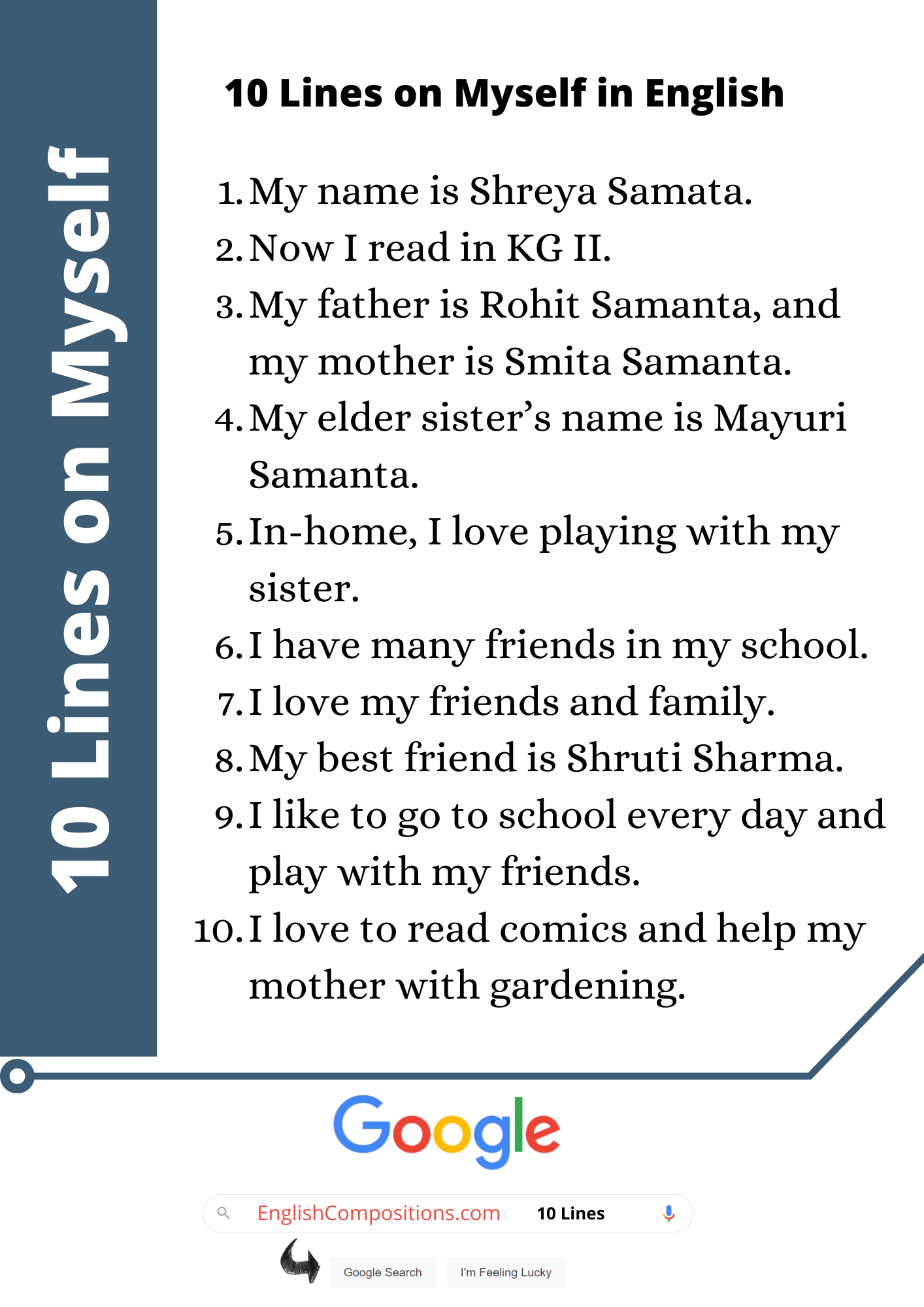 10 Lines on Myself in English [3 Examples] - English Compositions